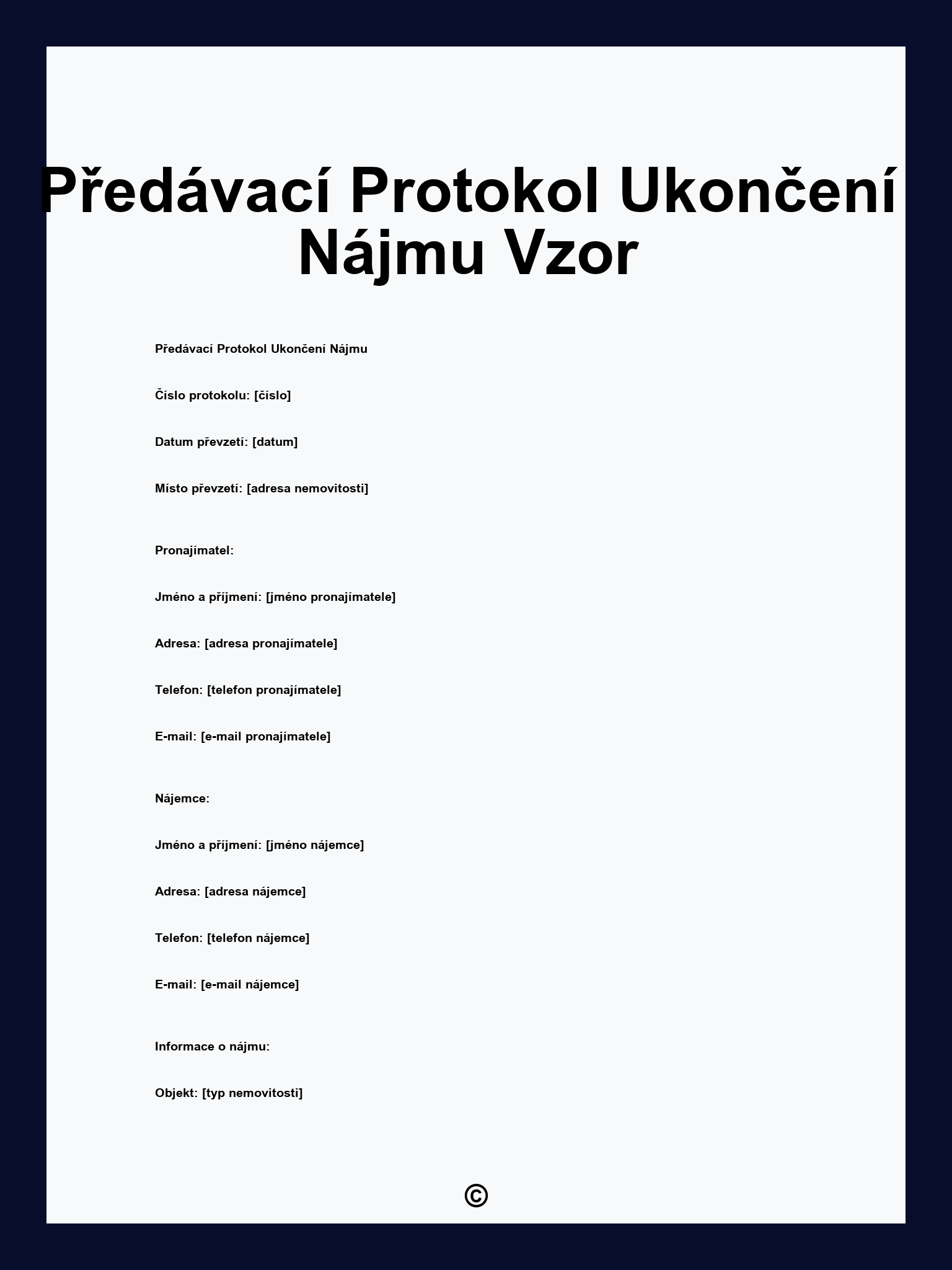 Předávací Protokol Ukončení Nájmu Vzor