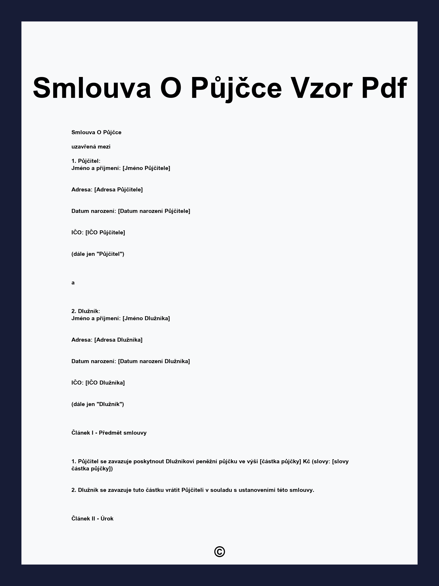 Smlouva O Půjčce Vzor - PDF